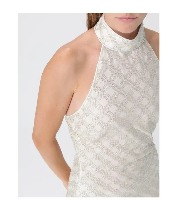 ROTATE BY BIRGER CHRISTENSEN Sequinned Sleeveless Halterneck Dress