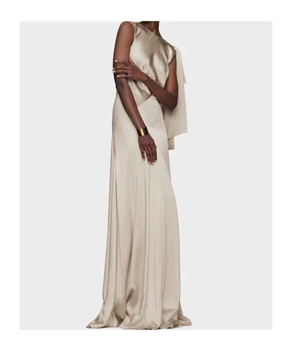 MAISON MARGIELA Hammered Satin Asymmetrical Evening Gown