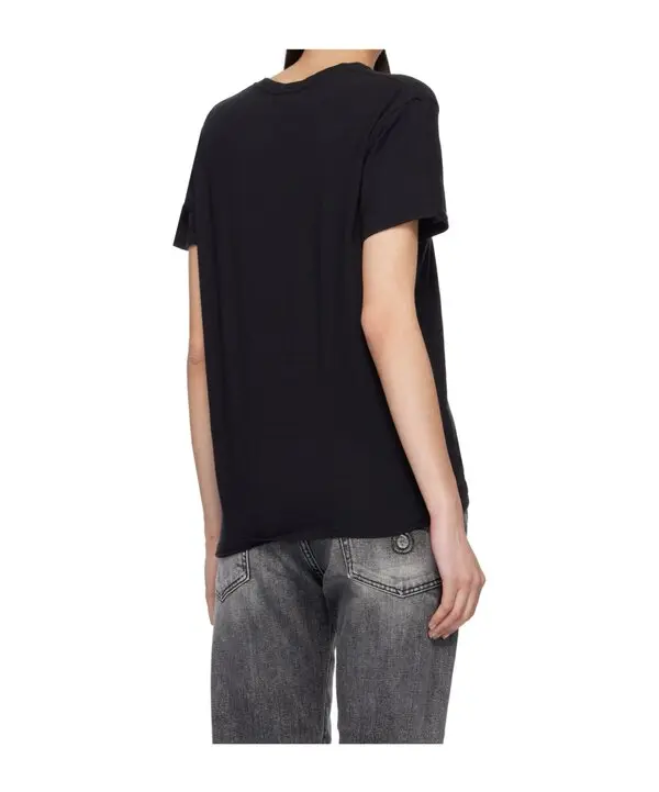 R13 Flaming Heart Crew Neck Short Sleeve T-shirt - Black