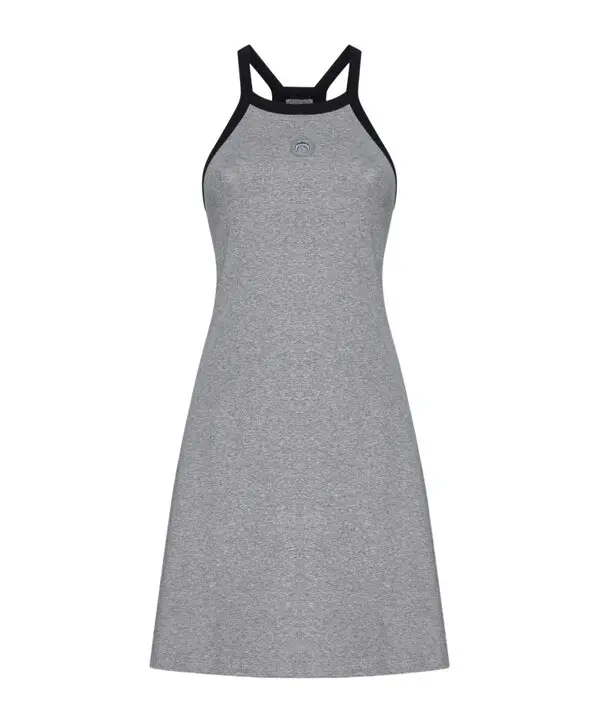 MARINE SERRE Ribbed Knit Sleeveless Dress With Moon Logo Embroidery