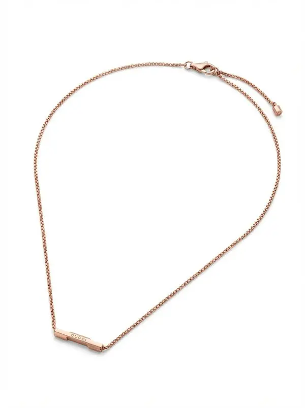 Gucci Link To Love Rose Gold Bar Pendant Necklace - Yellow