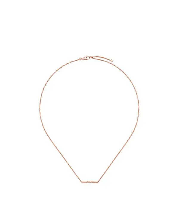 Gucci Link To Love Rose Gold Bar Pendant Necklace - Yellow