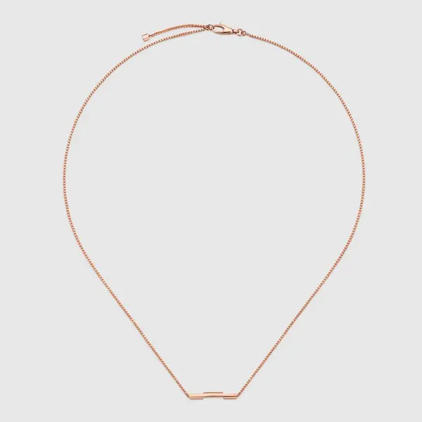 Gucci Link To Love Rose Gold Bar Pendant Necklace