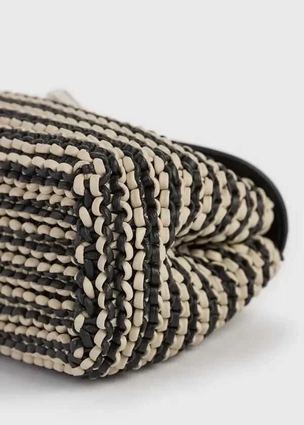 TOTEME Mini T-lock Woven Clutch Bag - Black/sand