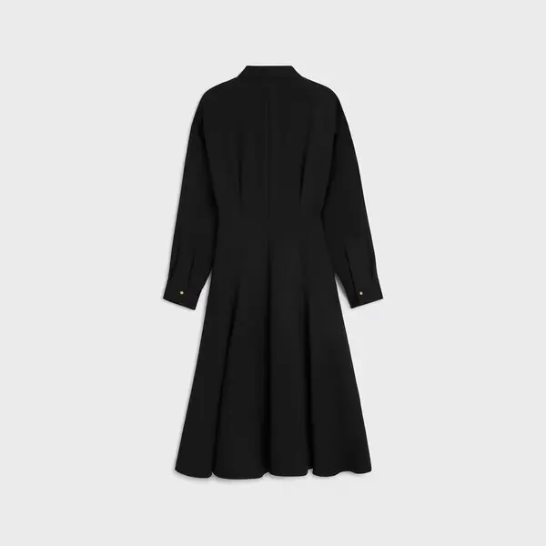 Celine Wool Dress With Button Cuffs And Shirt Collar