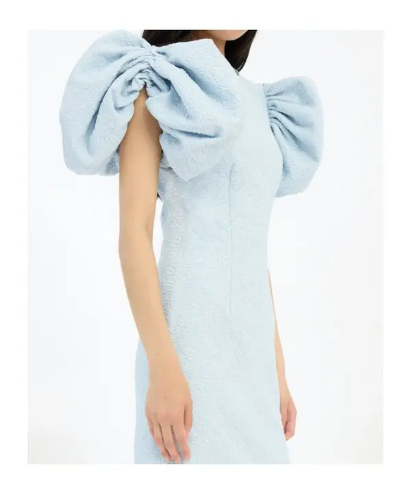 ROTATE BY BIRGER CHRISTENSEN Puff Sleeve Embossed Dress