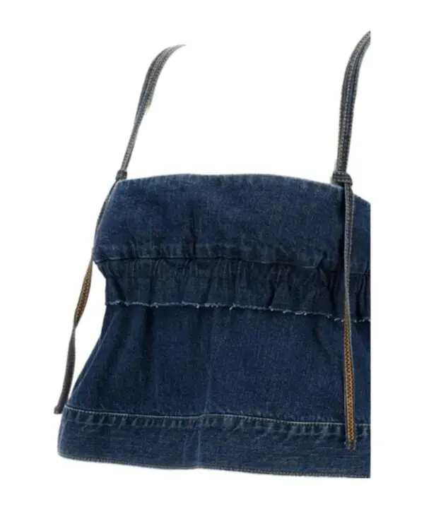 Sacai Cropped Denim Top With Spaghetti Straps