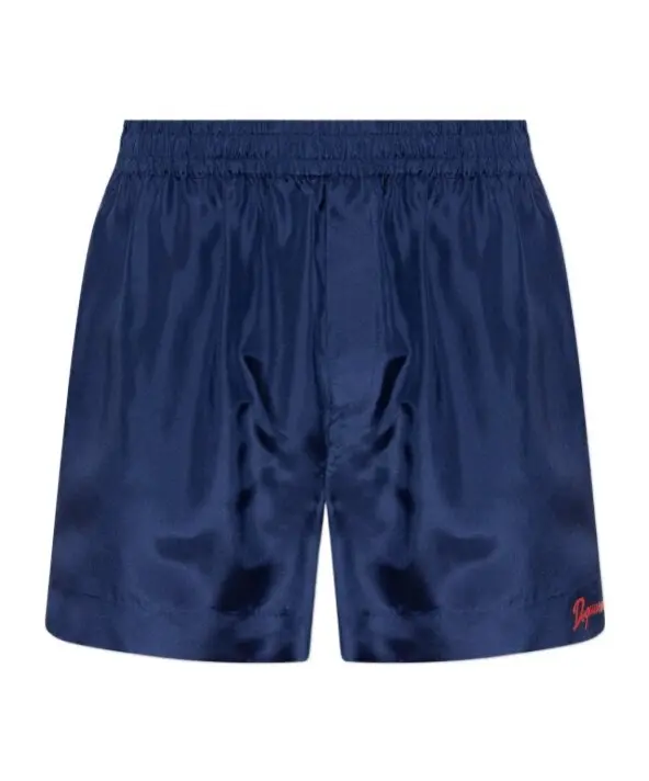 Dsquared2 Logo Silk Shorts - Navy
