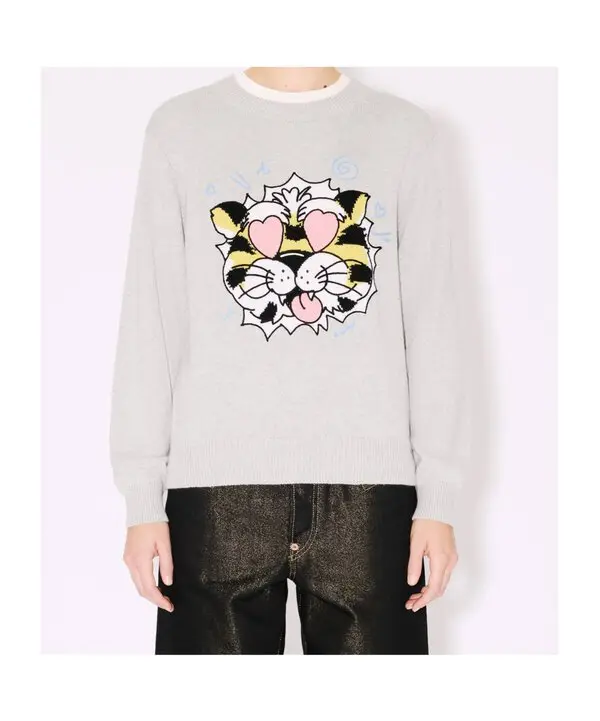 Kenzo Wild Tiger Knitted Jumper - Light Gray