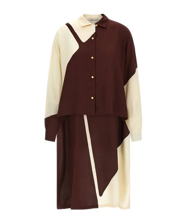 Alberta Ferretti Color-block Asymmetric Shirt - Brown