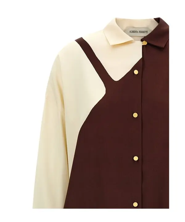 Alberta Ferretti Color-block Asymmetric Shirt - Brown