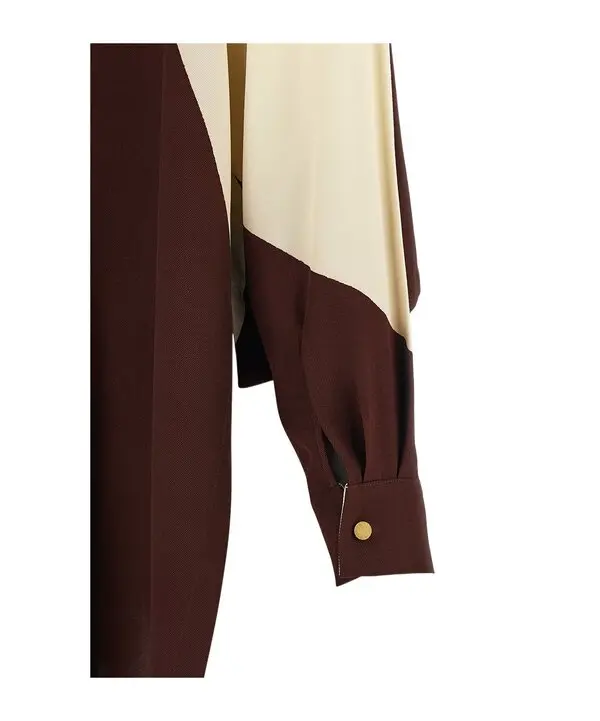 Alberta Ferretti Color-block Asymmetric Shirt - Brown