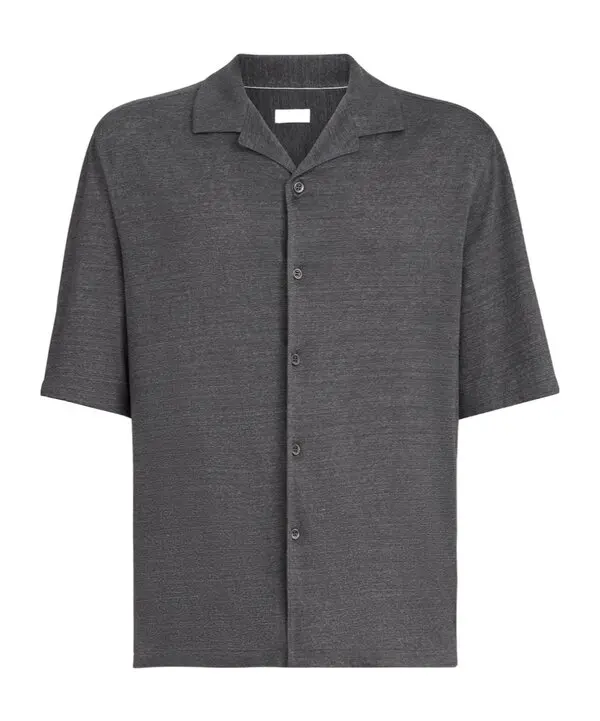 Brunello Cucinelli Camp Collar Short Sleeve Shirt - Black
