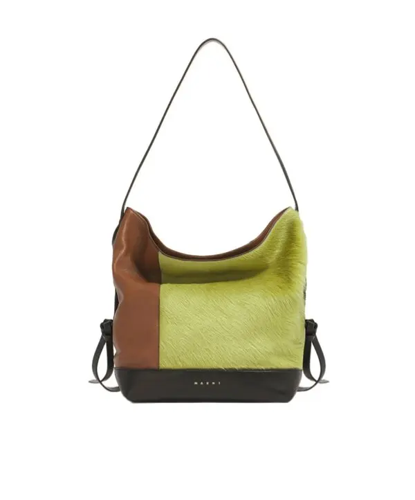 Marni Colour-block Shoulder Bag - Citronella/mocha/black