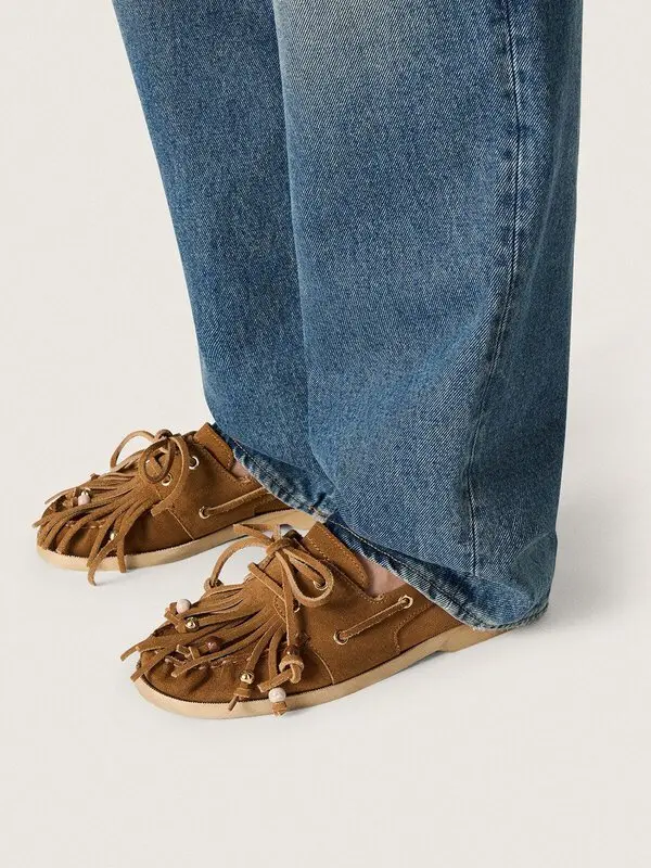 GOLDEN GOOSE Beaded Boat Flat - Khaki