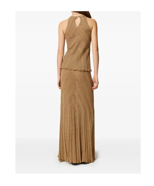 TWINSET Pointelle Knit Maxi Skirt - Brown