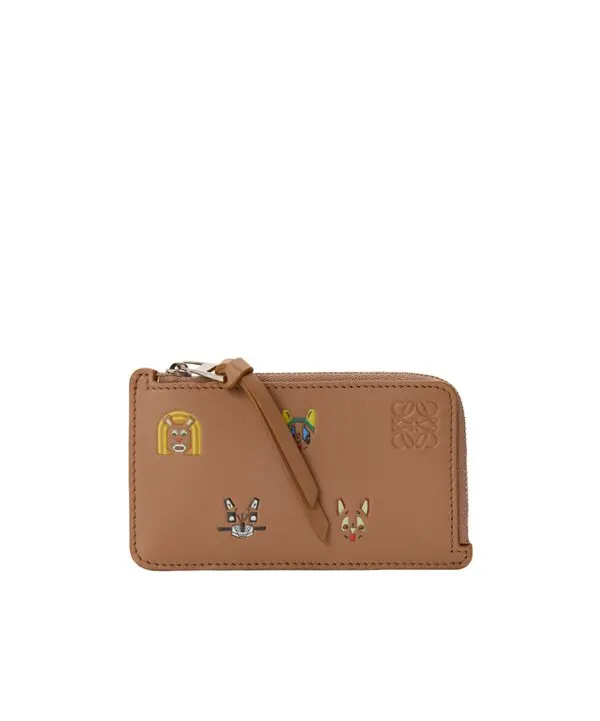 Loewe Zipped Animals-print Wallet - Mocha