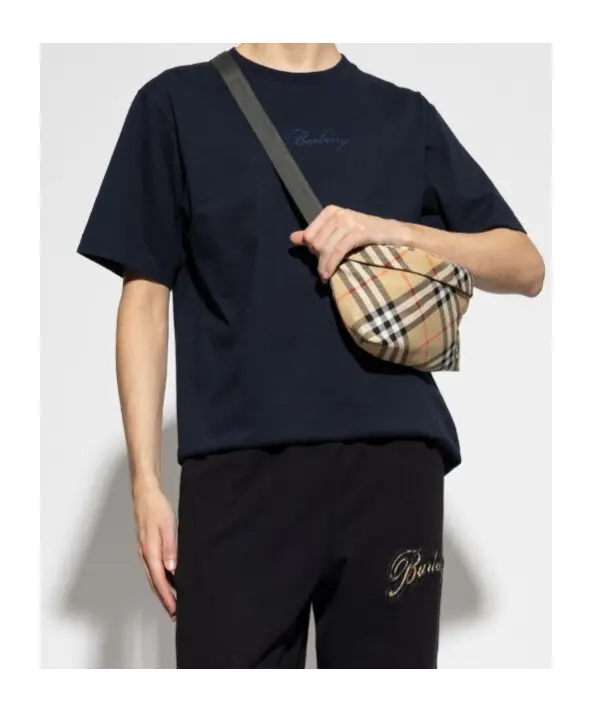 Burberry Logo Embroidered Crewneck T-shirt - Navy