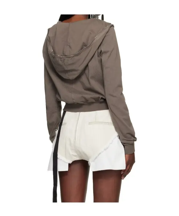 Rick Owens Long Sleeve Cropped Zipper Hooded Sweatshirt
