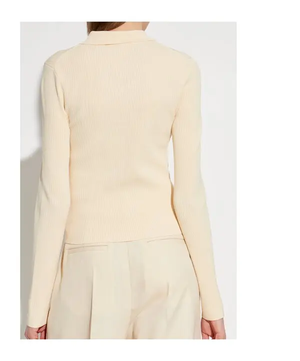 Victoria Beckham Ribbed Zip Polo Top