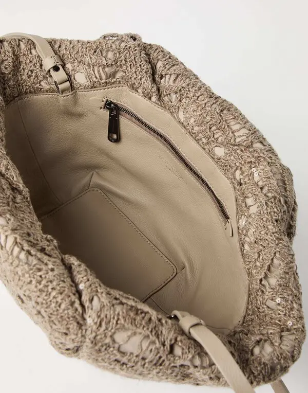 Brunello Cucinelli Crochet-panel Cross Body Bag