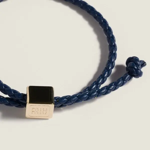 Miu Miu Braided Leather Bracelet - Black