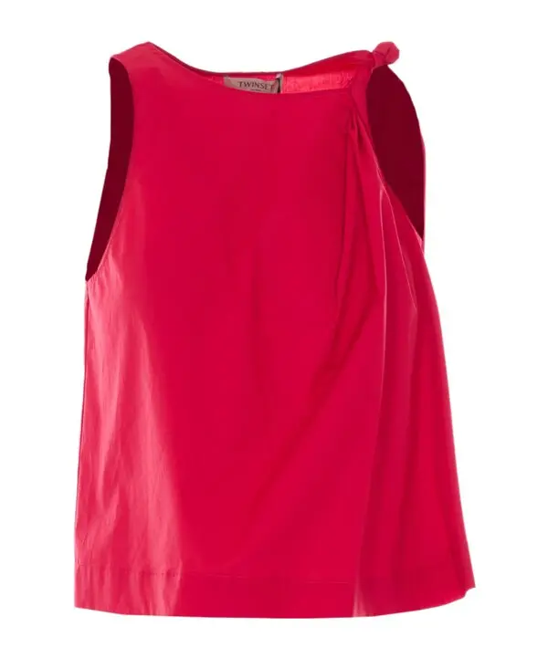 TWINSET Ruched Sleeveless Top - Red
