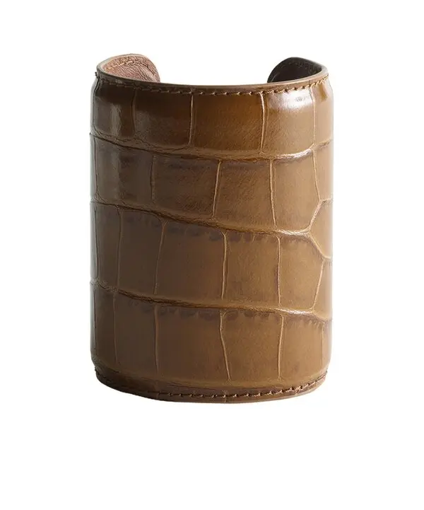 TOTEME Crocodile-embossed Leather Cuff - Brown