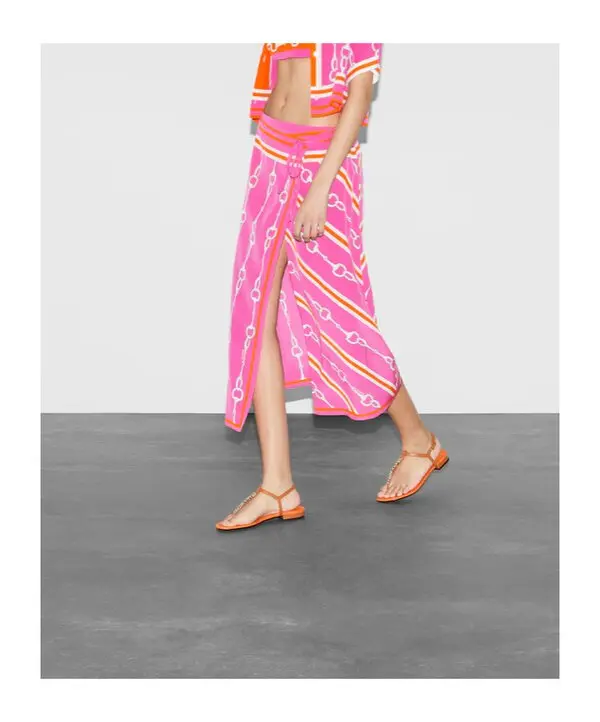 Gucci Horsebit Print Silk Wrap Skirt