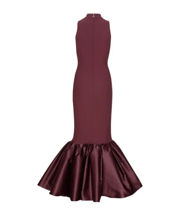 ROTATE BY BIRGER CHRISTENSEN Sleeveless High Neck Flounced Hem Gown - Red