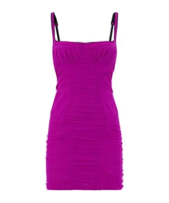 Attico Sleeveless Ruched Mini Dress - Purple