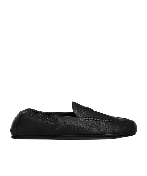 Celine Adam Loafer With Triomphe In Goatskin - Black