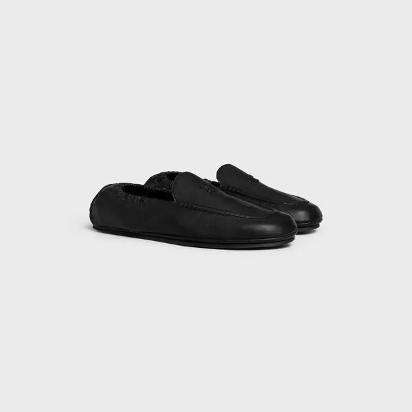 Celine Adam Loafer With Triomphe In Goatskin - Black