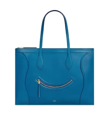 Celine Flat Luggage In Glossy Calfskin - Blue