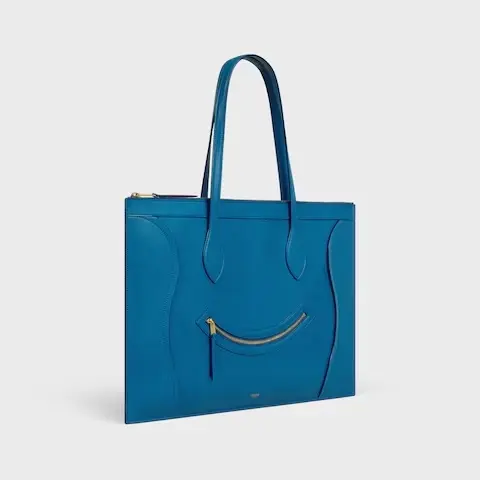 Celine Flat Luggage In Glossy Calfskin - Blue