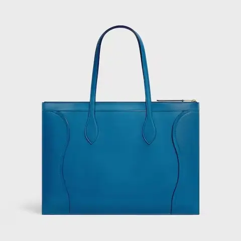 Celine Flat Luggage In Glossy Calfskin - Blue