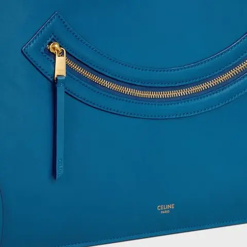 Celine Flat Luggage In Glossy Calfskin - Blue