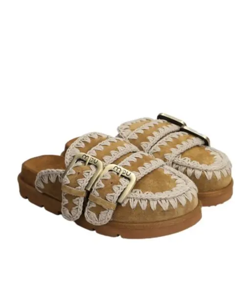 Mou Two Buckled Slip-on Sandals - Brown