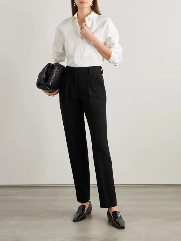 BLAZÉ MILANO High-waisted Pleated Wool Trousers