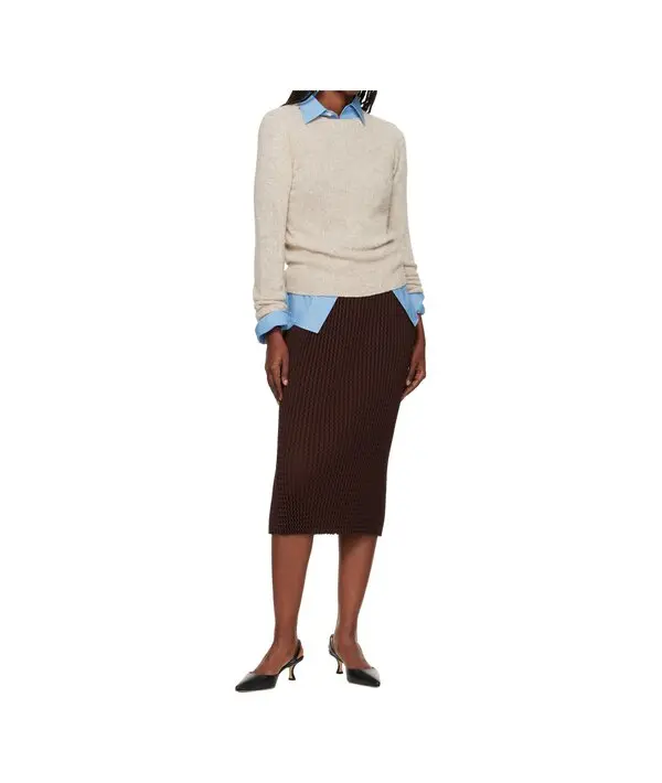 Issey Miyake Textured Knit Midi Skirt
