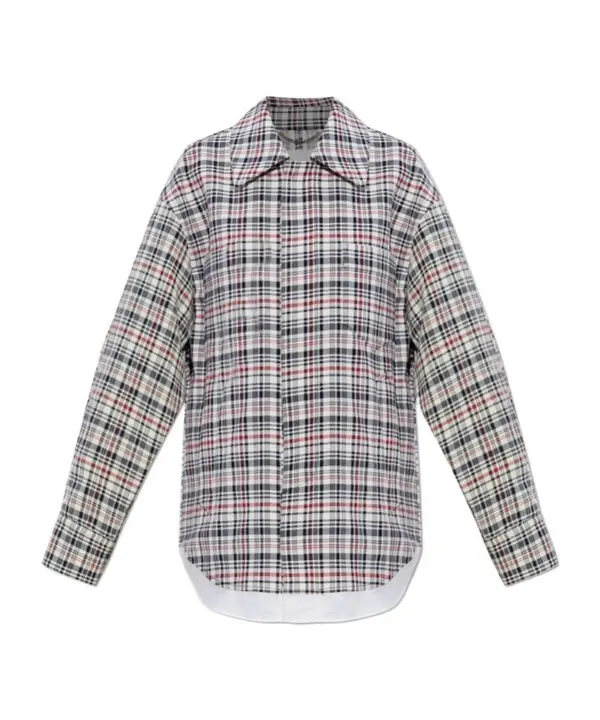 Victoria Beckham Checked Oversized Shirt - Gray
