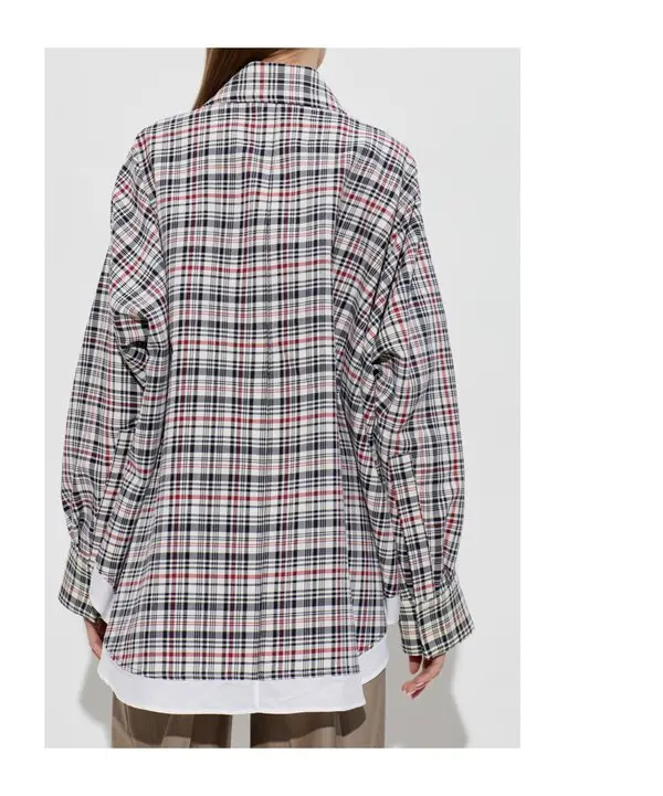 Victoria Beckham Checked Oversized Shirt - Gray