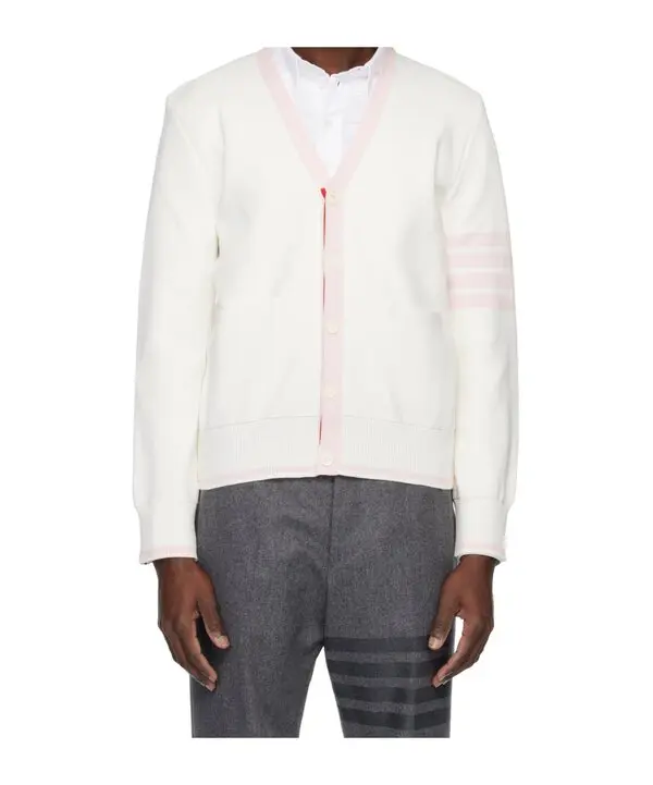 Thom Browne 4-bar Striped V-neck Cardigan