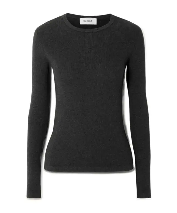 LISA YANG Crew Neck Knitted T-shirt - Black