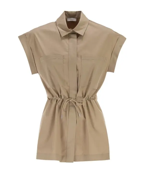 Peserico Sateen Drawstring Waist Shirt - Nude