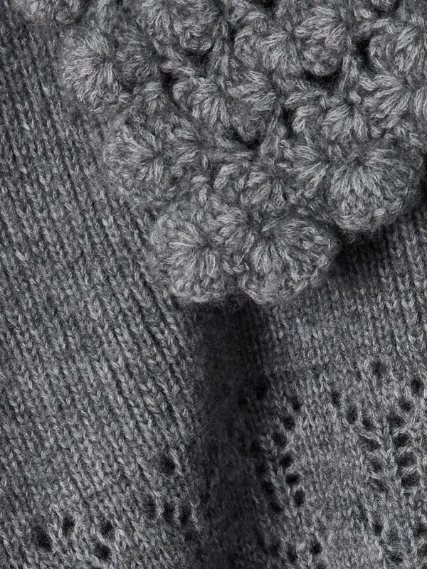 SHUSHU/TONG Openwork Puff Sleeve Knit Cardigan