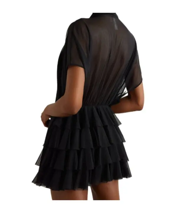 Norma Kamali Lauren Bow-detailed Tiered Ruffled Mini Dress