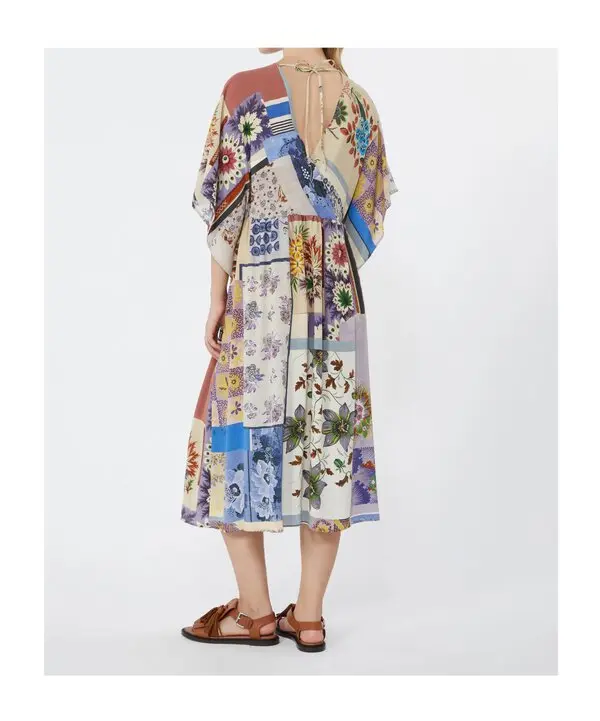 Max Mara Chine Floral-patchwork Midi Dress