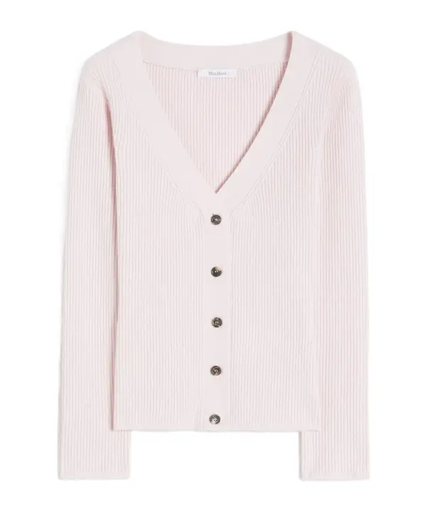 Max Mara V-neck Ribbed Cardigan With Flared Buttons - Pink