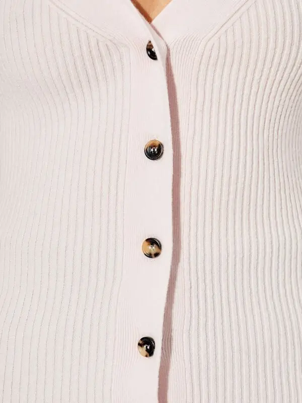 Max Mara V-neck Ribbed Cardigan With Flared Buttons - Pink